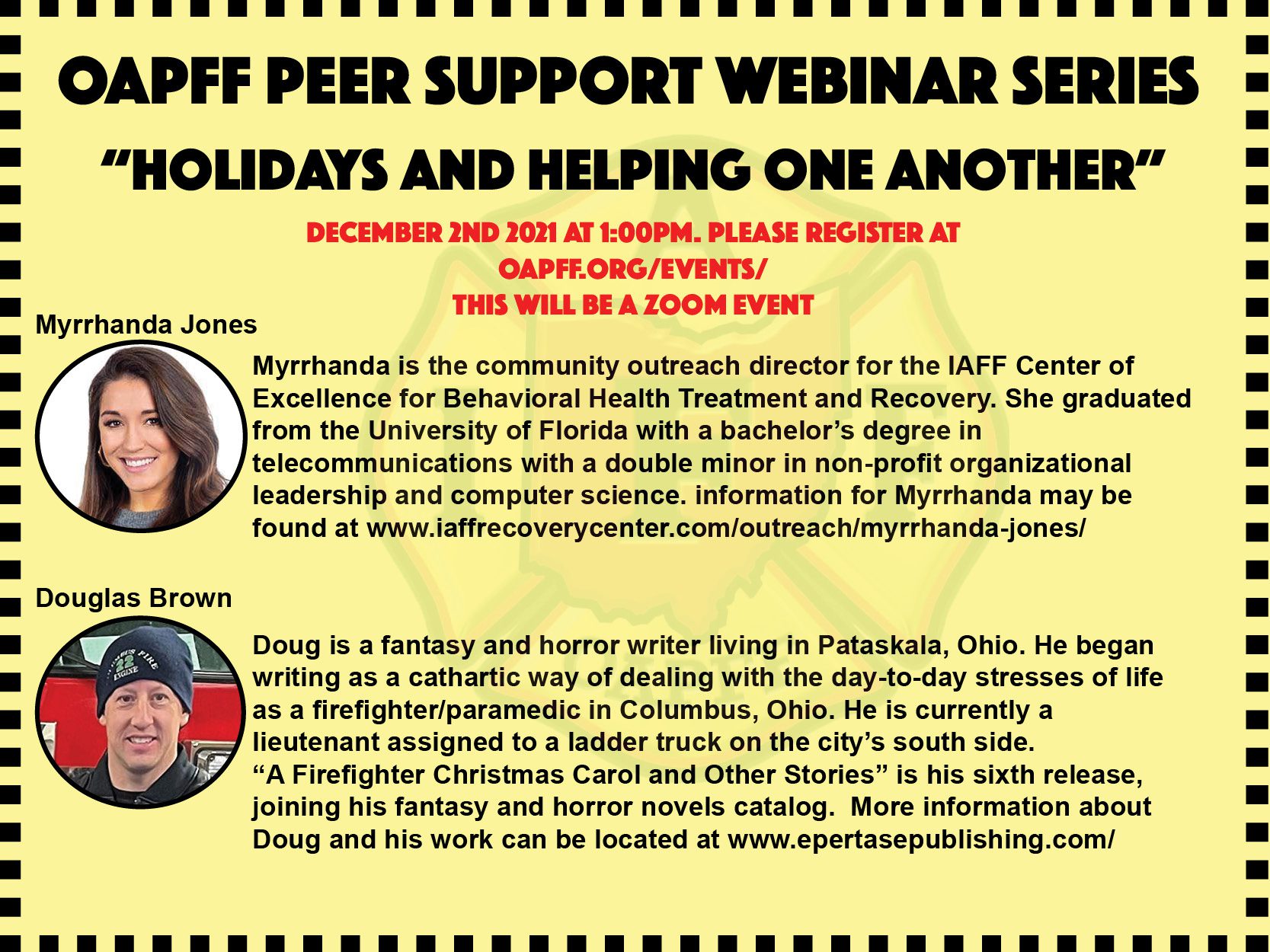 OAPFF Peer Support Webinar Series: Holidays and Helping One Another