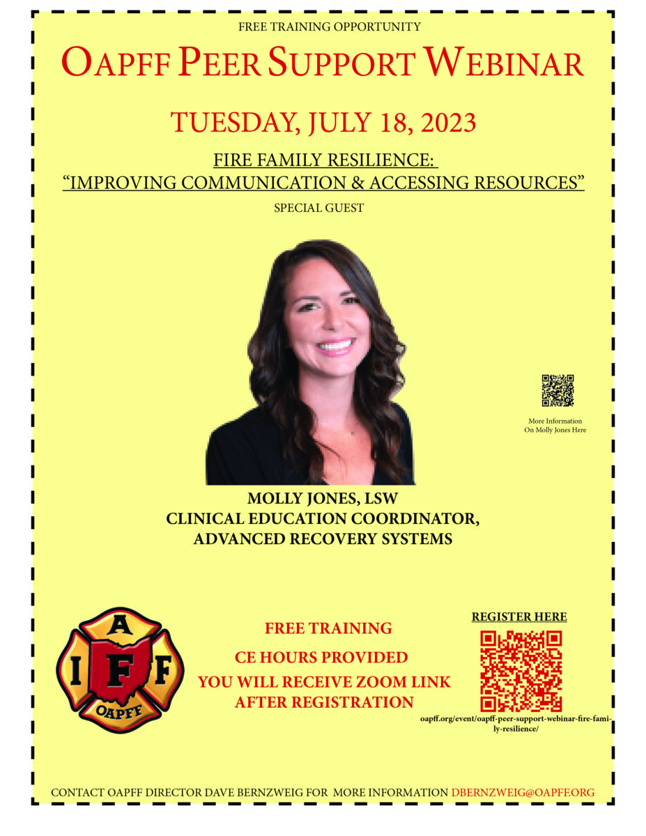 OAPFF PEER SUPPORT WEBINAR – “FIRE FAMILY RESILIENCE” – OAPFF